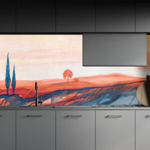 Painted Tuscan Landscape Splashback | Custom Splashbacks