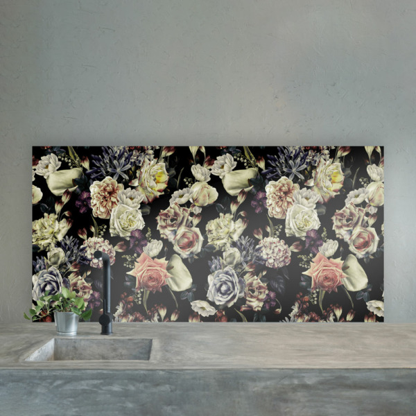 Antique Floral Splashback | Custom Floral Splashbacks