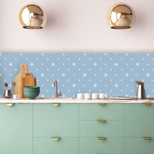 Blue and White Dot Pattern Splashback | Custom Splashbacks