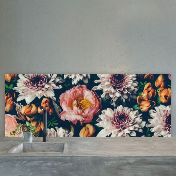 Deep Floral Splashback Splashback | Custom Splashbacks