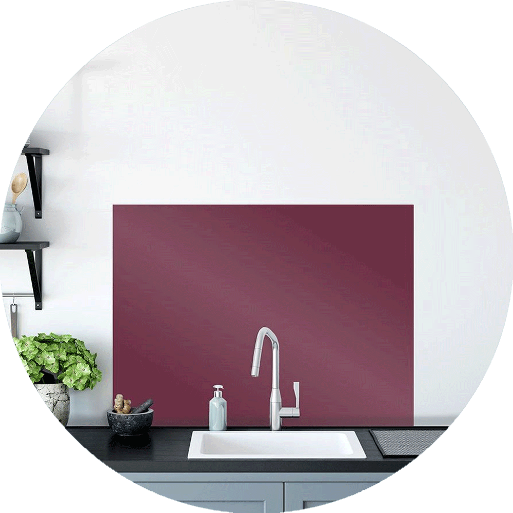 Red Ruche Glass Splashback Sample | Custom Splashbacks